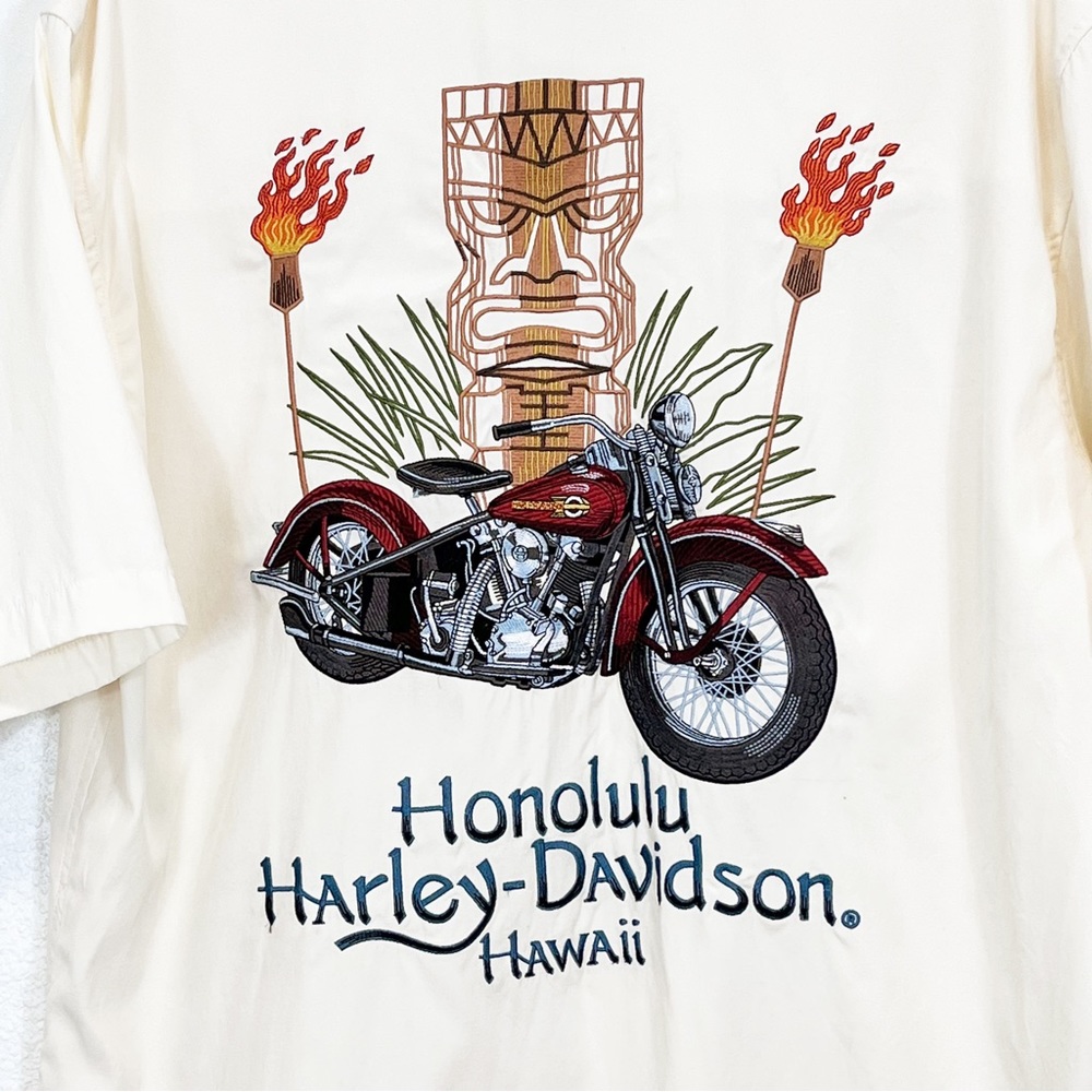 Harley Davidson Exclusive Tiki Aloha Button Up Silk B… - Gem